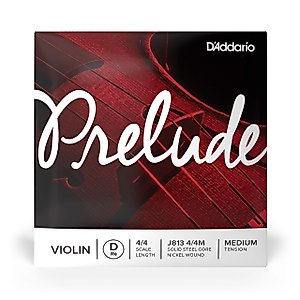 D'Addario Prelude Violin Single D String, 4/4 Scale, Medium Tension - J813 4/4M - Solid Steel Core, Warm Tone, Economical and Durable – Educator’s Choice for Student Strings