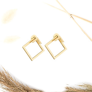 925 Sterling Silver Ear Jacket Earrings - Square Earring - Dainty Ear Jacket - Double Earrings - Geometric Earrings - Modern Jewelry - Gift for Her (18K Gold)