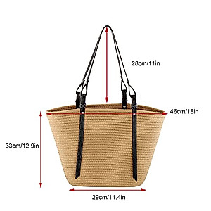 Ayliss Women Large Beach Tote Shoulder Handbag Summer Beach Cotton Crochet Handwoven Weaving Shoulder Purse Bag (Khaki)