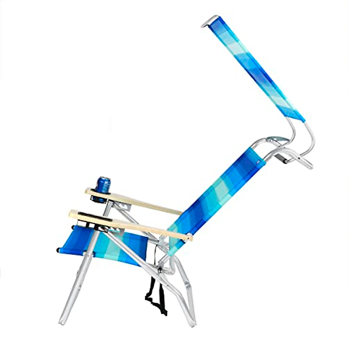 Deluxe 4 Reclining Positions Lightweight High Aluminum Beach Chair with Canopy Shade for Adults, Drink Holder, Storage Pouch