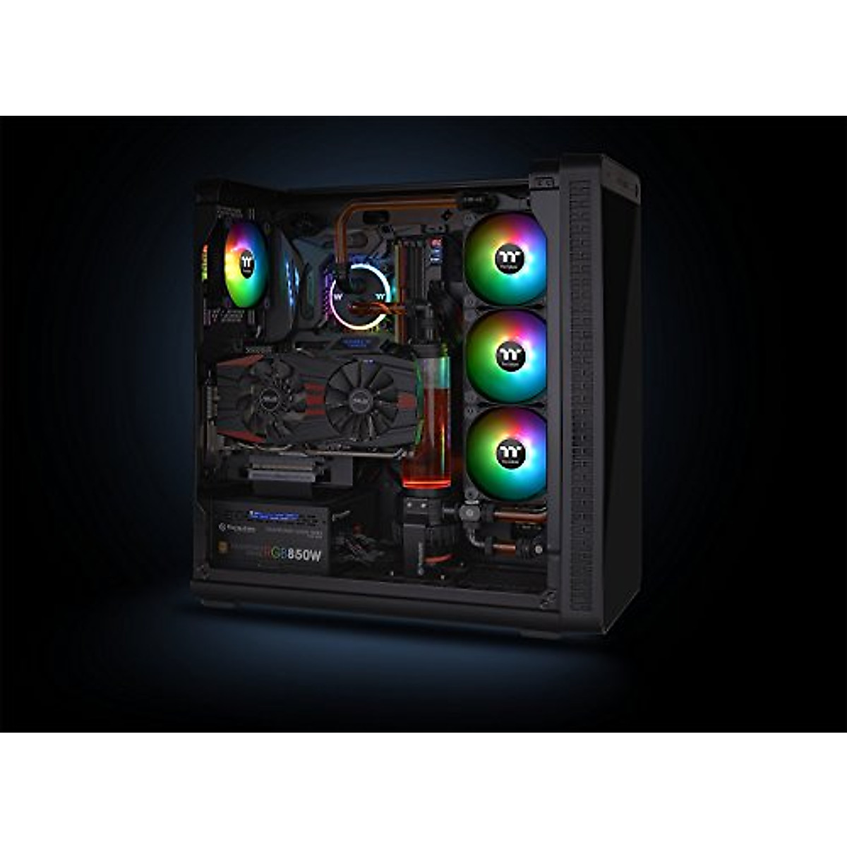 Thermaltake Pure Plus 12 RGB TT Premium Edition 120mm Software Enabled Circular 9 Controllable LEDs RGB PWM Case Radiator Fan 3Pack, TT RGB PLUS Software, AI Interactive Voice Control CL-F063-PL12SW-A