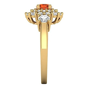 Clara Pucci 1.12 ct Round Cut Halo Solitaire Genuine Red Simulated Diamond Engagement Promise Anniversary Bridal Ring 18K Yellow Gold 3.5
