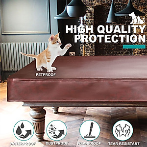 Shieldo Heavy Duty Leatherette Billiard Pool Table Cover,Waterproof&Tearproof Cover for Pool Table,7/8/9 Foot Fitted(8FT/Brown)