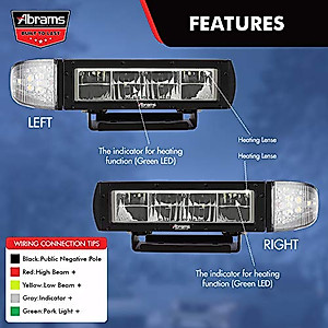 Abrams Snow Plow Lights [Heated Lens] Anti Freeze/Anti Icing Function LED Combination Head Light Kit for Heavy-Duty ATV Snow Plow, Truck Snowplow Road Side Safety Universal Snow Thrower Accessories