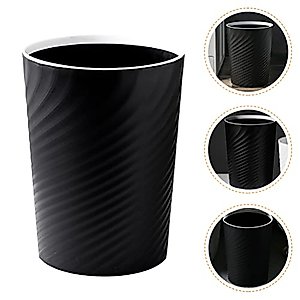 Hemoton Trash can Bedroom Plastic Containers Round Plastic Wastebasket, Garbage Container Bin 12 L/ 3.1 Gallon Capacity (Black) Small Containers Small Trash can