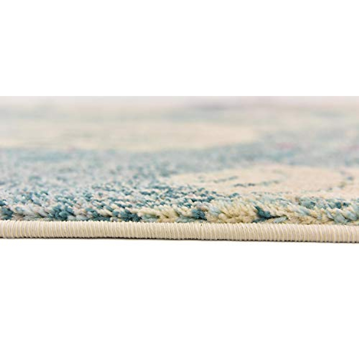 Unique Loom Positano Collection Coastal Modern Coral Lobster Shells Light Blue Area Rug (5' x 8')