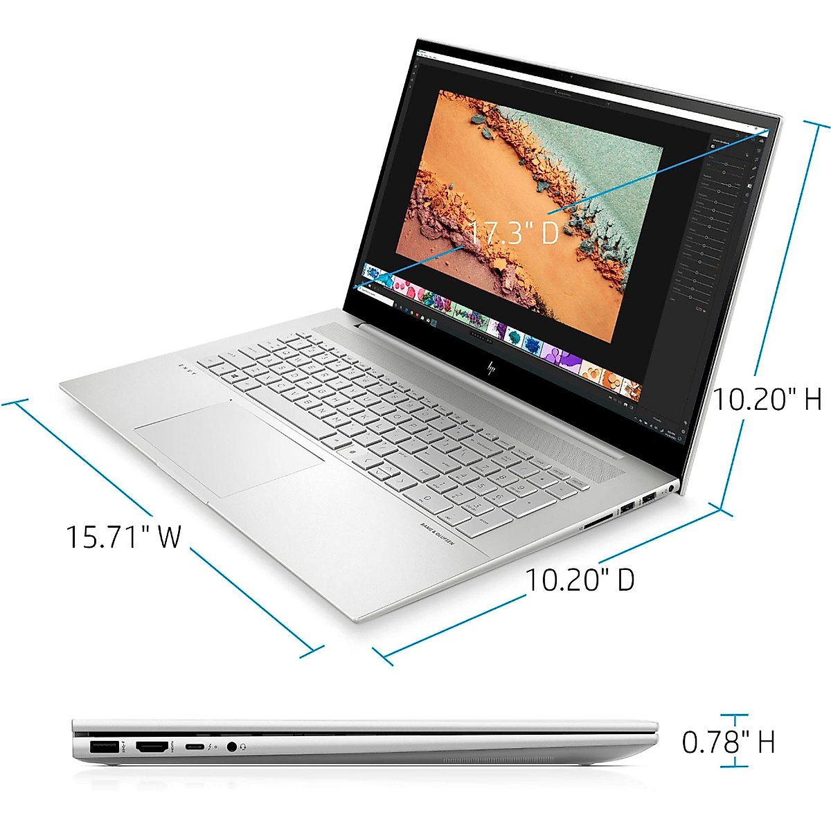 2022 HP Envy Laptop 17.3" FHD IPS Touchscreen 11th Intel i7-1165G7 Nvidia Geforce MX450 Graphics 32GB DDR4 2TB SSD WiFi 6 Fullsize Backlit Keyboard w/ Numpad and FP Reader Win 11 Pro w/32GB USB