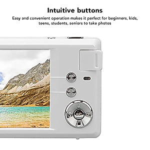 HD Digital Camera, 3.0in LCD, 48MP, 4K Video, 16X Zoom, Anti Shake, Beauty Mode, Portable with Fill Light for Teens Kids Beginners (White)