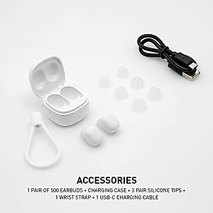 ADV. 500 True Wireless Earbuds, World's Smallest Wireless BT 5.2 Earphones Wide-Range Connection, Touch Control, Built-in Mic, Powerful Sound with Deep Bass [White]