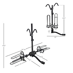 Goplus Hitch Mount Bike Rack, Folding 2-Bike Platform Style Carrier for MTB, Ebike, Road & Standard Bike, Fit 1 1/4” and 2” Hitch Receiver, 132lbs Capacity, Tray Style Bicycle Rack for Cars Trucks SUV