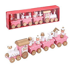 Wooden Train Small Train Christmas Toy Train Mini Train Christmas Train Four Section Train Xmas Train Toy Train for Kids Train Toy Kids Playing Train Desktop Train 4 Section Train