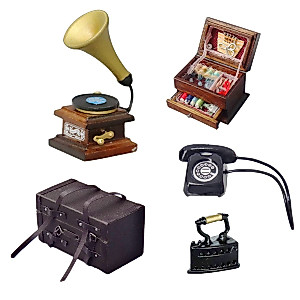 5 Pieces Miniature Furniture Set for 1/12 Scale Set (Vintage Style)