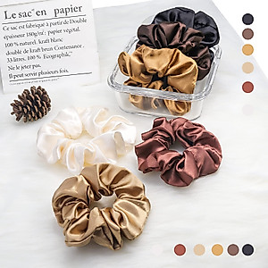 6 Pack Satin Hair Scrunchies, Kuaima Satin Hair Ties for Women Girls Soft Scrunchies for Frizz Prevention Hair Accessories Gift