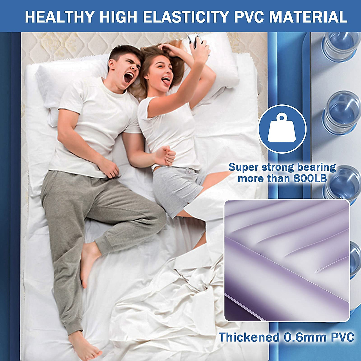 Waterbed Free Flow Full Wave Mattress - Softside Water Bed Mattress Heater Thermostat Waterbed Set Easy to Use Suitable for Home (King, Free Flow Full Wave)