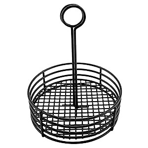 G.E.T. 4-31855 Black Round Stainless Steel Condiment Caddy Iron Polyethylene Coated Table Caddies Collection