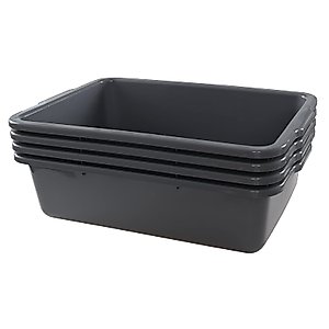 Kiddream 34 Liters Large Commercial Bus Tubs, Plastic Bus Box Trays Set of 4