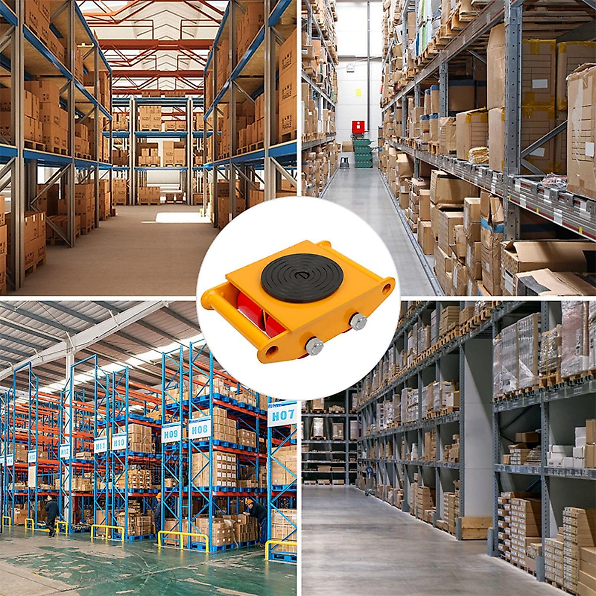 Machinery Skates Heavy Duty 13200LBS/6T Machinery Moving Skates with 360° Rotation Cap and 4 PU Wheels Dolly Skates for Heavy Duty Industrial Moving Equipment, Yellow