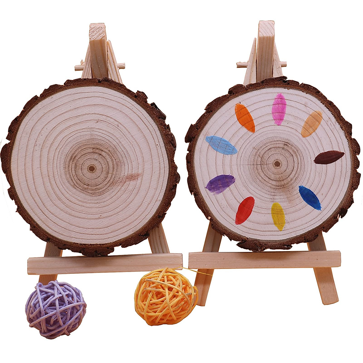 SENMUT Wood Slices 20 Pcs 3.5-4.0 inch Unfinished Wood Rounds Christmas Wood Ornaments for Crafts Wood Kit Wooden Circles Without Hole Wood Coasters Natural Wooden Slices Craft Supplies for Painting