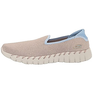 Skechers Women's GO Walk Smart 2-Stretch Knit Sneaker, Taupe/Blue, 7.5