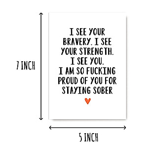 NTVShop Funny Sober Card - Proud Of You For Staying Sober Card - Sobriety Gift For Women Men - Simple Card For Him Her