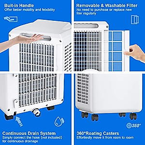 Toolsempire 8000BTU Portable Air Conditioner Cools Up to 230 Sq,Freestanding AC Cooling Unit Compact Room Cooler with Dehumidifier&Fan,Remote Control,Included Window Mount Kit