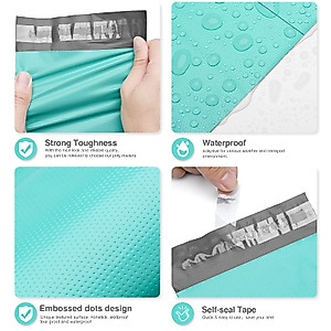 Fuxury Poly Mailers 10x13 Inch Shipping Bags for Clothing Embossed Dots Design Shipping Envelopes Waterproof Mailing Envelopes Self Seal Mailers Poly Bags Durable Package Bags Teal