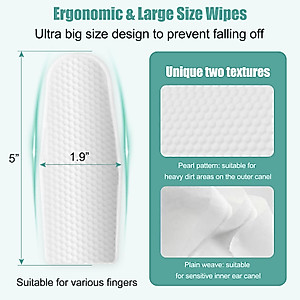 Ear Wipes for Dogs and Cats, Extra-Large Size Relief Finger Wipe Ear Cleaner to Stop Ear Itching and Infections, 50 Disposable Wipes