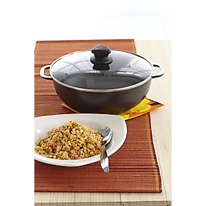 IMUSA USA GAU-86626T Colombian Nonstick Caldero with Porcelain Hammered Finish 4.8-Quart, Dark Gray