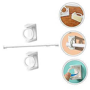 Zerodeko 4 Sets Telescopic Clothes Rail Drapery Hooks Clothes Hanger Hooks Telescoping Curtain Rod Brackets for Shelves Shower Curtain Rod Telescoping Pole Small Tension Rod Extending Pole