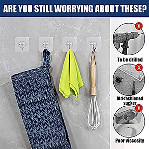 CTCK WINNING Adhesive Hooks Kitchen Wall Hooks- 20 Packs Heavy Duty 21lb(Max) Nail Free Sticky Hangers with Stainless Hooks Reusable Utility Towel Bath Ceiling Hooks Christmas Tree Hook