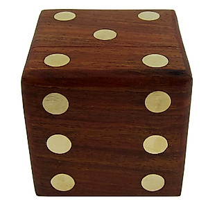 TOSQP27 Gift 5 Dice Box Set Classic Rolling Game Family Group Wooden Square Storage Case with Dice Handmade