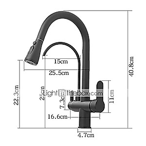Deck Mounted Black Kitchen Faucets Pull Out Adjustable Cold and Hot Water Filter Tap for Kitchen Three Ways Sink Mixer Kitchen Faucet Brass