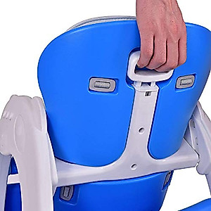 HONEY JOY 5 in 1 High Chair, Convertible Highchair for Babies and Toddlers/Table Chair Set/Booster Seat/Toddler Chair w/Safety Harness, Reclining Backrest, Double Food Tray (Blue)