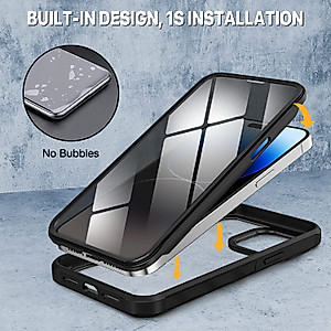 CENHUFO for iPhone 14 Pro Max Case, Privacy Phone Cover with Built-in Anti Peep Tempered Glass Privacy Screen Protector and Camera Protective, Full Body Shockproof Spy Clear Double Bumper - Black