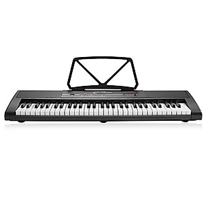 Ashthorpe 61-Key Digital Electronic Keyboard Piano, Portable Beginner Kit with Headphones, Mic and Keynote Stickers