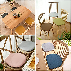 Kimgull Chair Cushions with Ties, Non Slip Chair Pads Set of 4, Thickened Breathable Cover Detachable Seat Cushion, for Kitchen Dining Living Room Office Chair (17x15.7x2In Yellow)