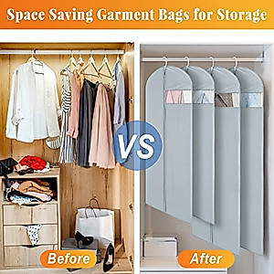 MecTo Garment Bags Set of 2, Dust-Proof Garment Bags for Hanging Clothes, Suit Bag for Storage and Travel with Clear Window, Breathable Dress Bags for Gowns Suits Coats (Grey, 23.3 x 65 Inch)