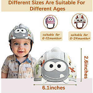 Domayllay Baby Helmet for Crawing Walking,Soft Infant Safety Helmet,Baby Helmet 1-2 Years for Anti-Fall Head Protector,Adjustable, Expandable and Breathable Toddler Walking Helmet,Grey/Purple Pink