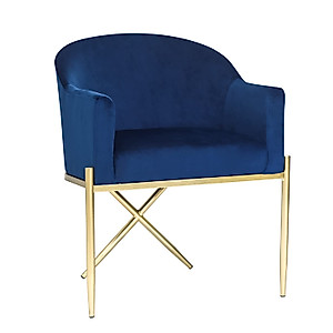 Adeco Velvet Upholstered Accent Golden Metal Legs, Corner Side Chair Single Sofa for Living Room Bedroom Office Armchair, Blue