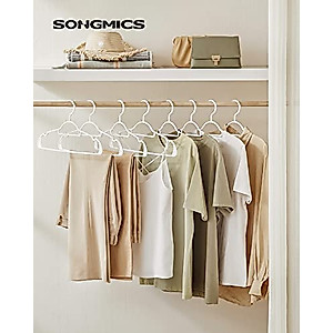 SONGMICS Plastic Hangers, 30 Pack Lightweight Space-Saving Hangers, Hangs up to 8 lb, Heavy-Duty Clothes Hangers for Coats, Pants, Dresses, White UCRP007W30