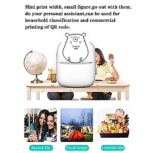 Heaunzy Label Maker Machine with Tape,Mini inkless Photo Printer,Sticker Printer,Multi-Function Match with 5 Rolls of Common Paper,Thermal Bluetooth Label Printer for Small Business,Portable Printer.