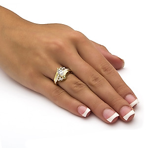 PalmBeach 14K Yellow Gold Plated or .925 Sterling Silver or Silvertone Marquise Cut Cubic Zirconia Bypass Engagement Ring Size 7