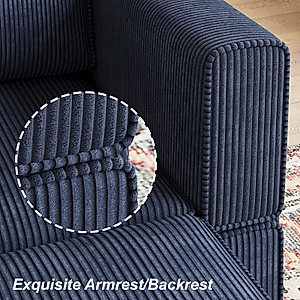 Belffin Modular Sectional Sofa with Storage Ottoman Seats, Corduroy Convertible Oversized Modular U-Shaped Sectional Couch for Living Room, Blue