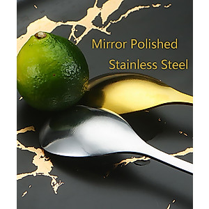 10Pcs Gold Coffee Spoons Set, 4.72inch Leaf Mini Espresso Tea Stir Spoon for Coffee Bar Charcuterie Board, Stainless Steel Small Dessert Demitasse Spoons for Sugar,Ice Cream, Cake (Heavy)