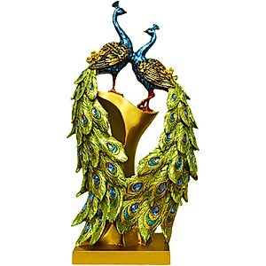 Peacock Figurine Desktop Statue Modern Peacock Ornament Desk Table Statue for Home Bedroom Living Room Garden Office - Style 01