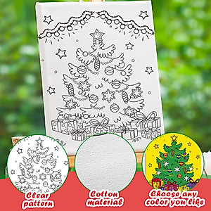 Cholemy 10 Pcs Christmas Pre Drawn Canvas for Painting 7.87 x 9.84 Inch Santa Snowman Canvas Boards with 1 Coloring Card Cute Canvas with Designs to Paint for Xmas DIY Paint Art Supplies, 10 Styles