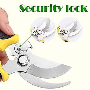 Garden Pruning Shears, 7.5" Hand Gardening Cutter, Professional Garden Scissors with Straight Stainless Steel Blade, Ultra Sharp Clippers Scissors for Trimming, Fruits, Flowers, Plants