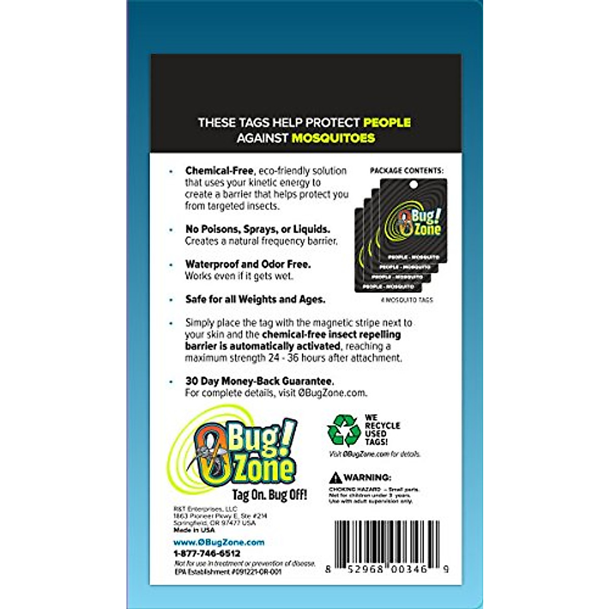 0Bug!Zone Mosquito Barrier Tags, Family Pack