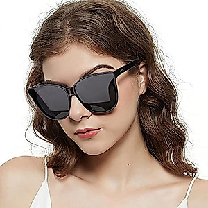 LVIOE Cat Eyes Sunglasses for Women, Polarized Oversized Fashion Vintage Eyewear for Driving Fishing - 100% UV Protection