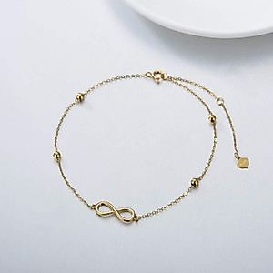 14K Solid Gold Infinity Bracelets Jewelry for Women, Real Gold Love Knot Bracelet Birthday Jewelry for Wife, Mom, Girlfriend, 6.5+1+1 inch